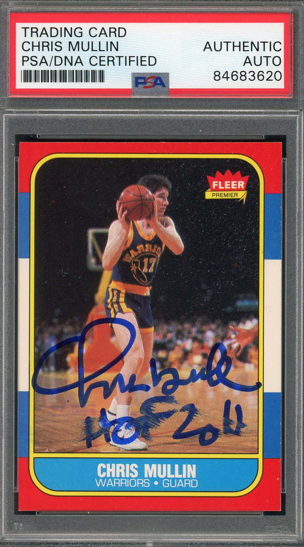 Chris Mullin dédicacé 1986 Fleer signé Rookie Card #77 Auto PSA SMUDGE ...