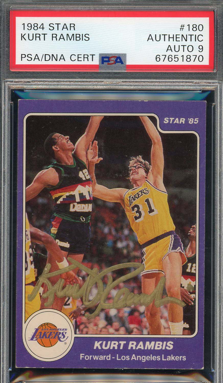 Kurt Rambis 1984 Star Basketball Rookie Card RC #180 Auto Graded PSA 9 ...