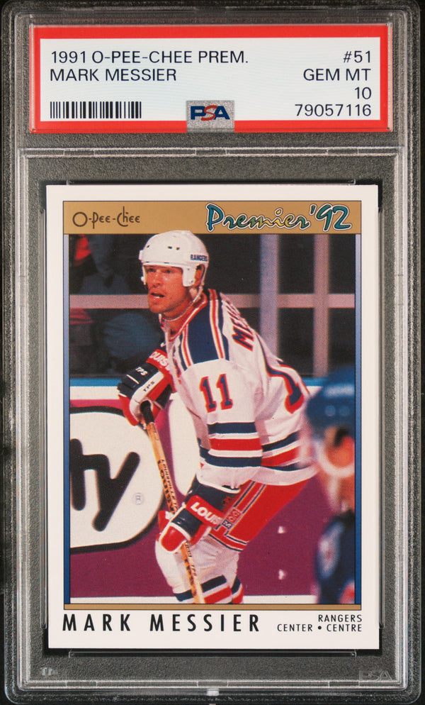 Mark Messier 1991 O-Pee-Chee Premier Hockey Card #51 Graded PSA 10 ...